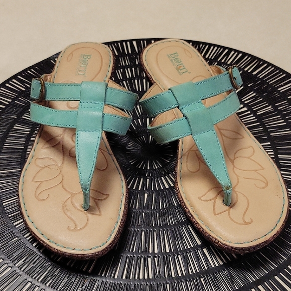 Born | Shoes | Born Blue Sandals Flat Sole Xstrap Design | Poshmark